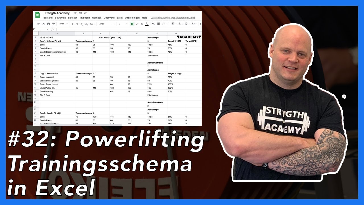 #32: Maak een Powerlifting Trainingsschema in Excel! - YouTube