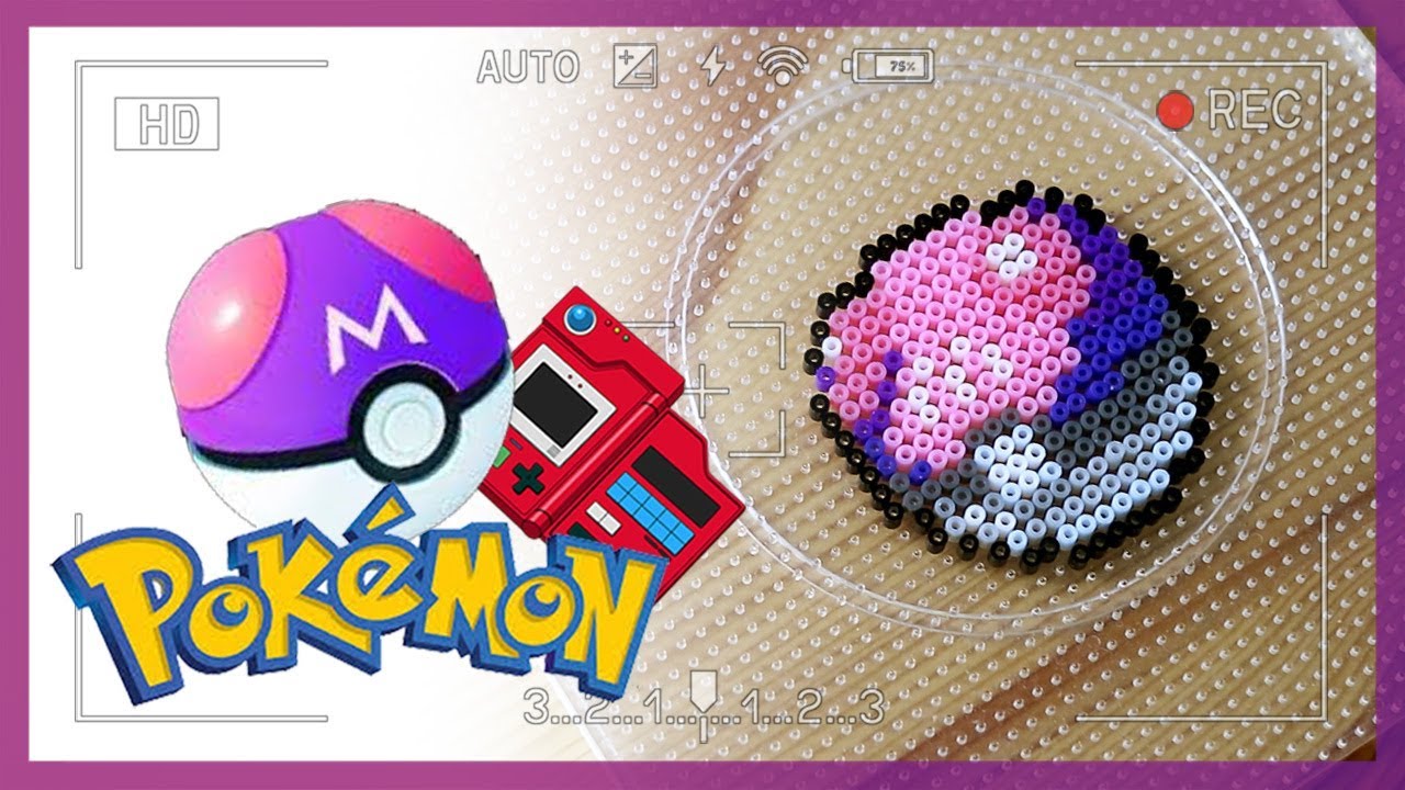 Perler beads pokemon master ball tutorial | ポケットモンスター マスターボール| 펄러비즈 아트 포켓몬 마스터볼 만들기 - YouTube