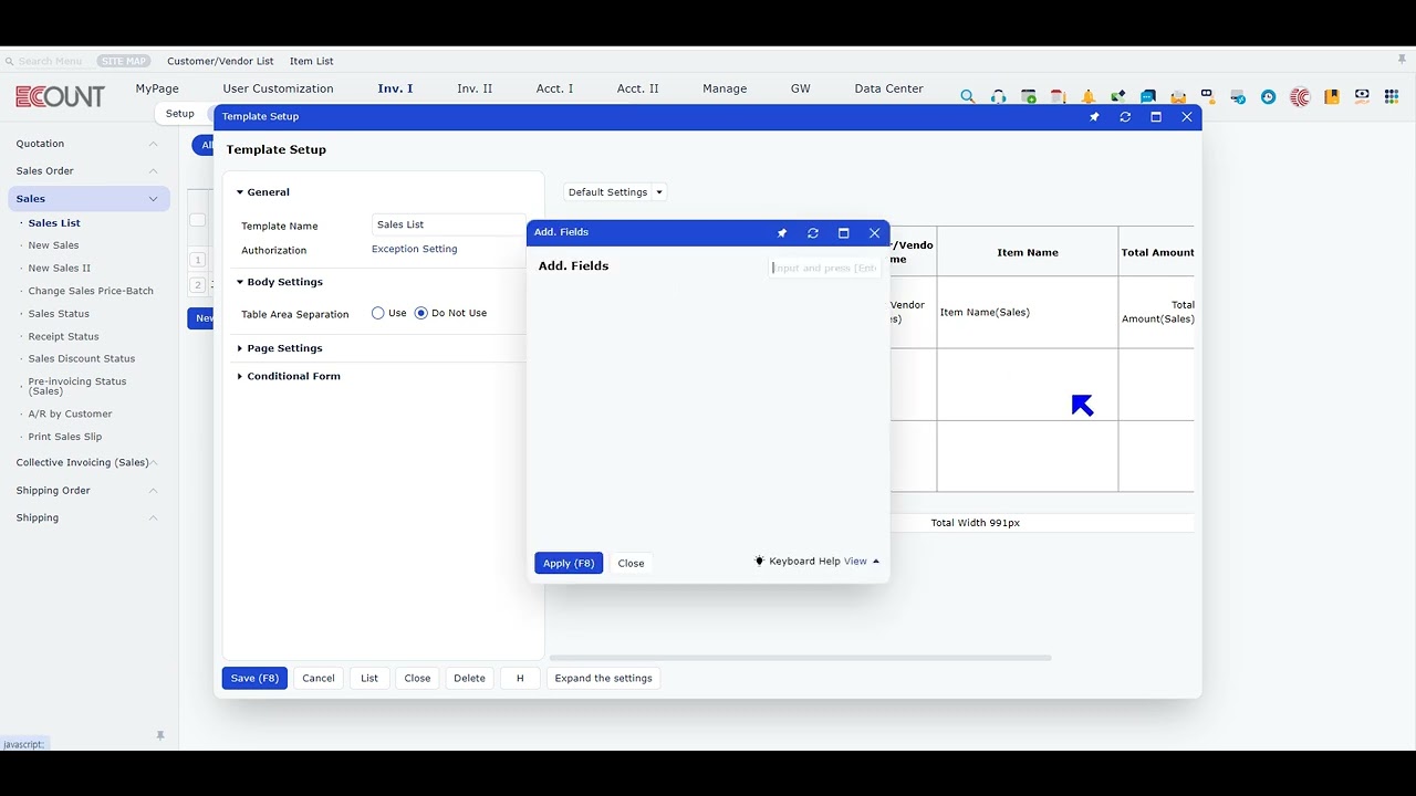[ECOUNT Basic] Template Setup - Voucher List Setup - YouTube