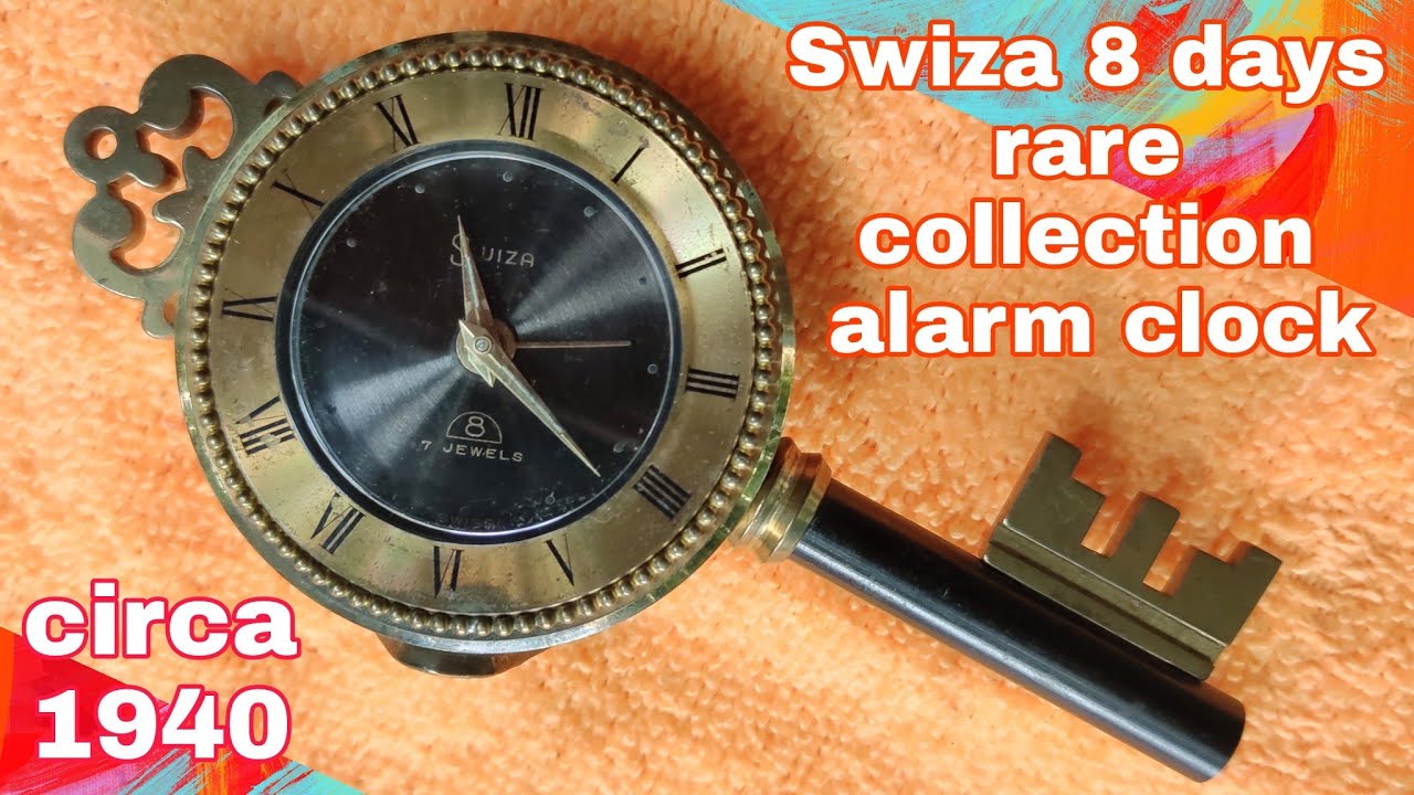 Swiza alarm clock 1940 Swiss Made Mechanical calibre 8-days 7 jewels. # ...