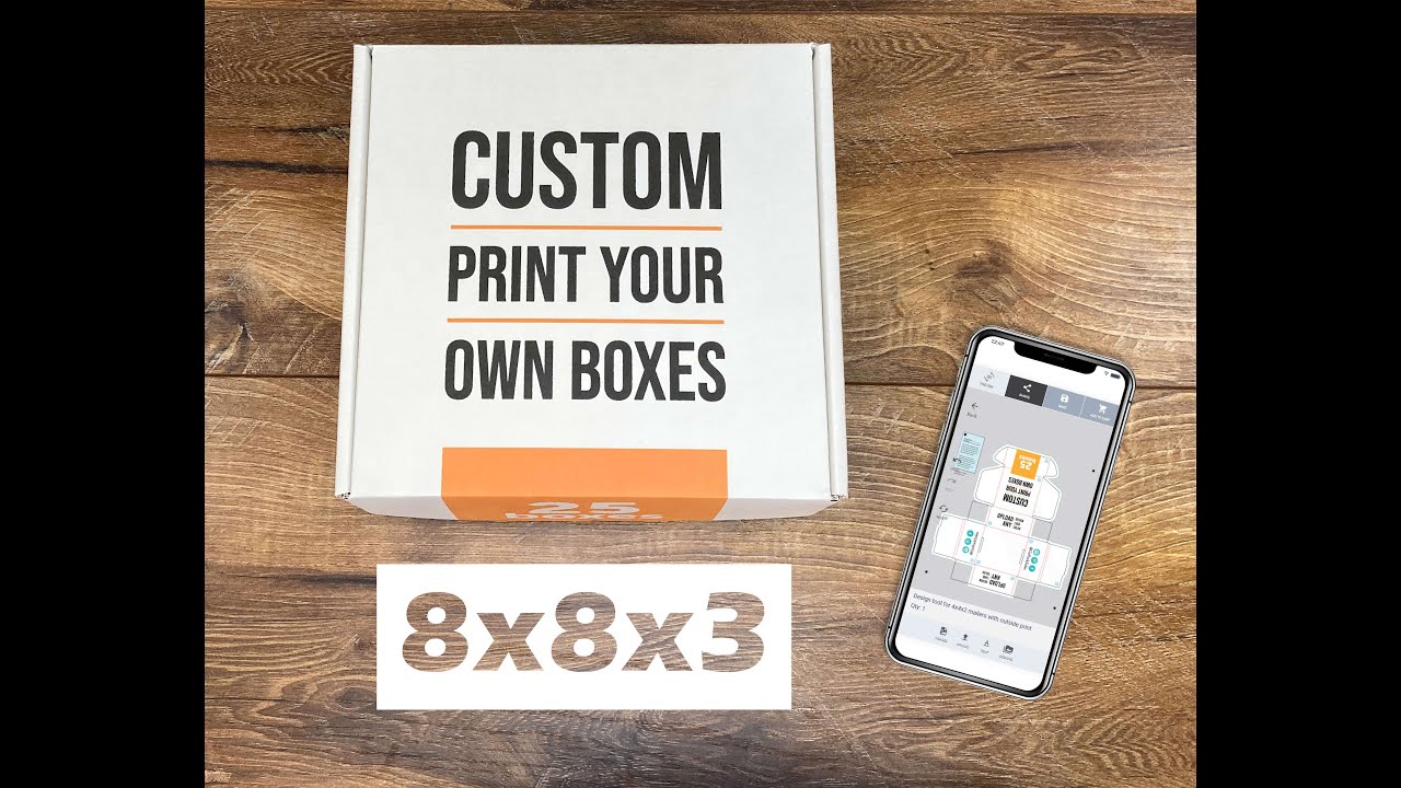 PackSales.com custom printed 8x8x3 mailer box shown for size comparison ...
