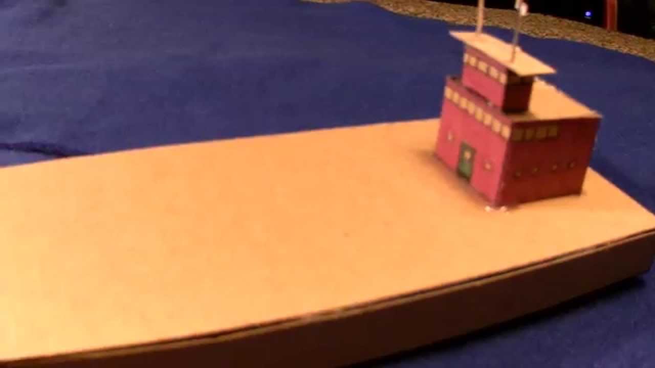 Cracker box cardboard - self propelled barge - YouTube