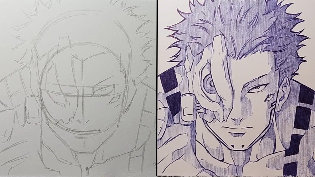 How To Draw Sukuna True Form Step By Step - [Jujutsu Kaisen] - YouTube