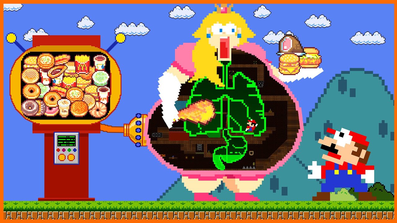 Super Mario Bros. but Tiny Mario gets sucked into Peach's Body Maze ...