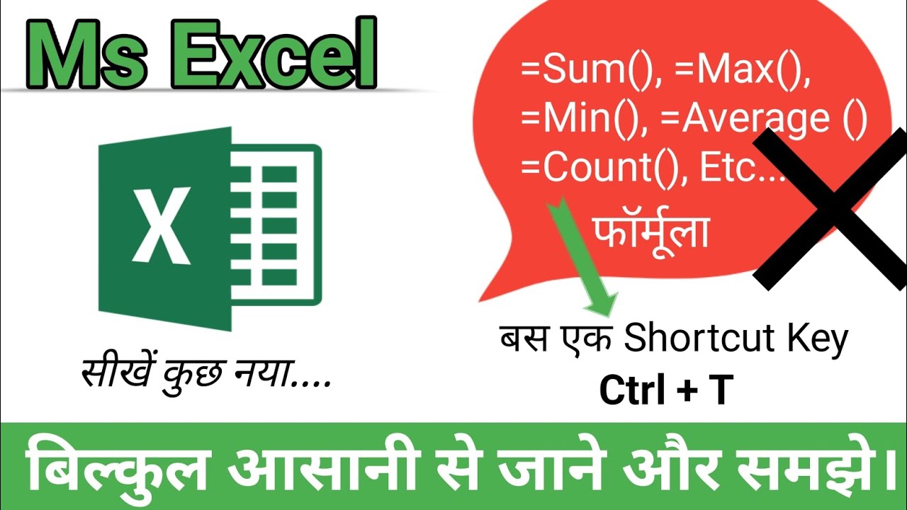 Ms Excel New Tricks Shortcut Key For All Function Excel Tutorial In Hindi Scc Center Youtube