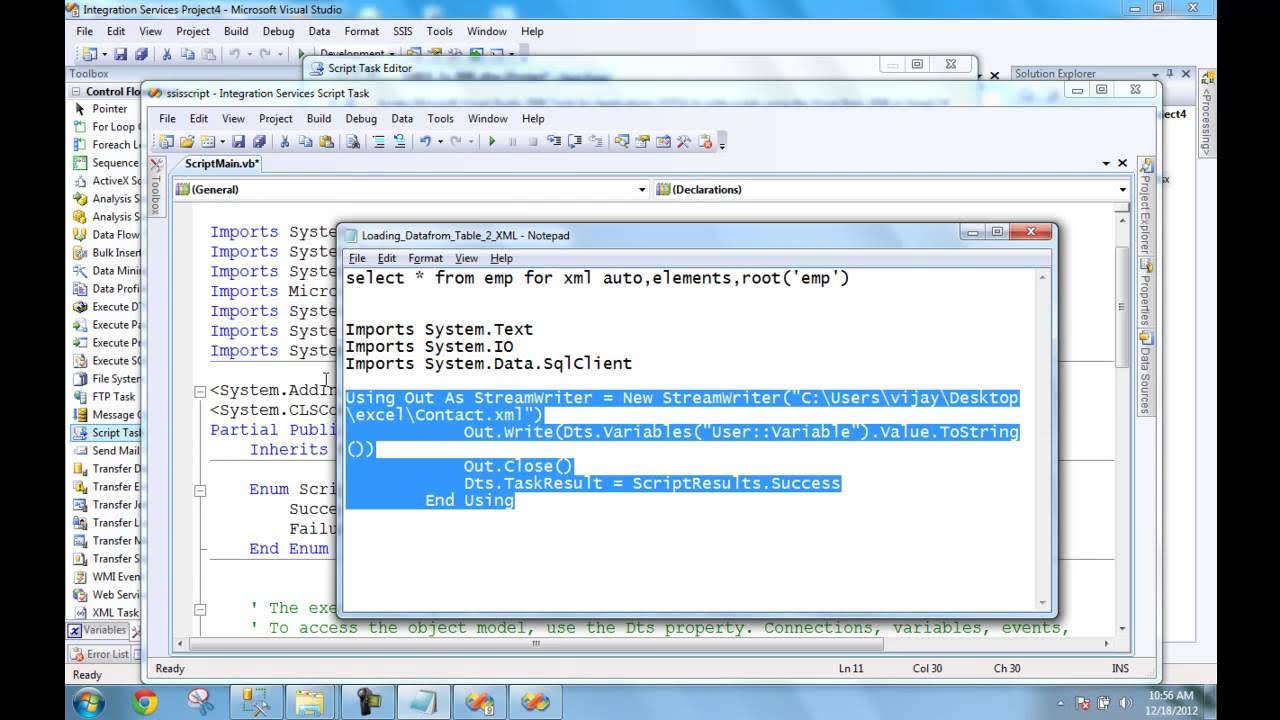 Loading Source Table Data into XML(Format) Destination in SSIS - YouTube