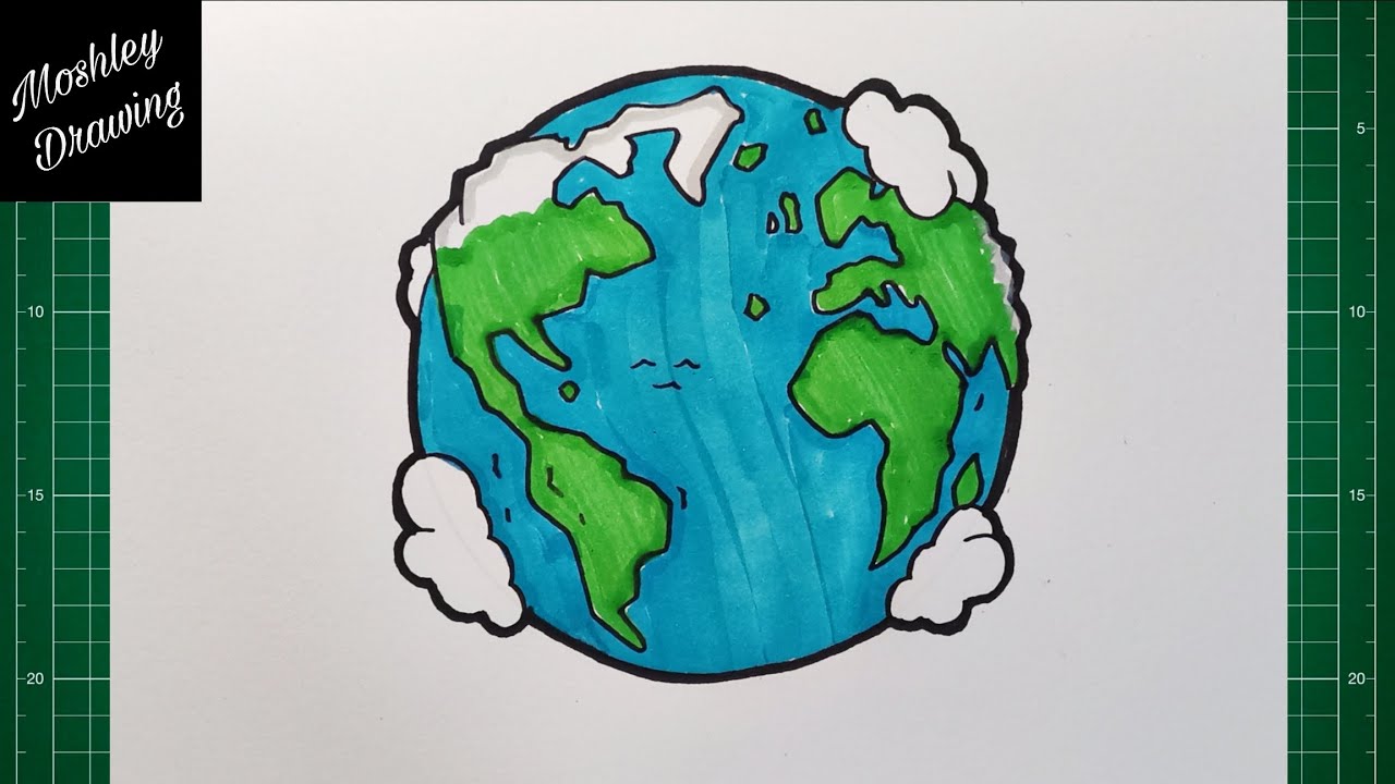How to Draw cartoon Earth easy step by step - YouTube