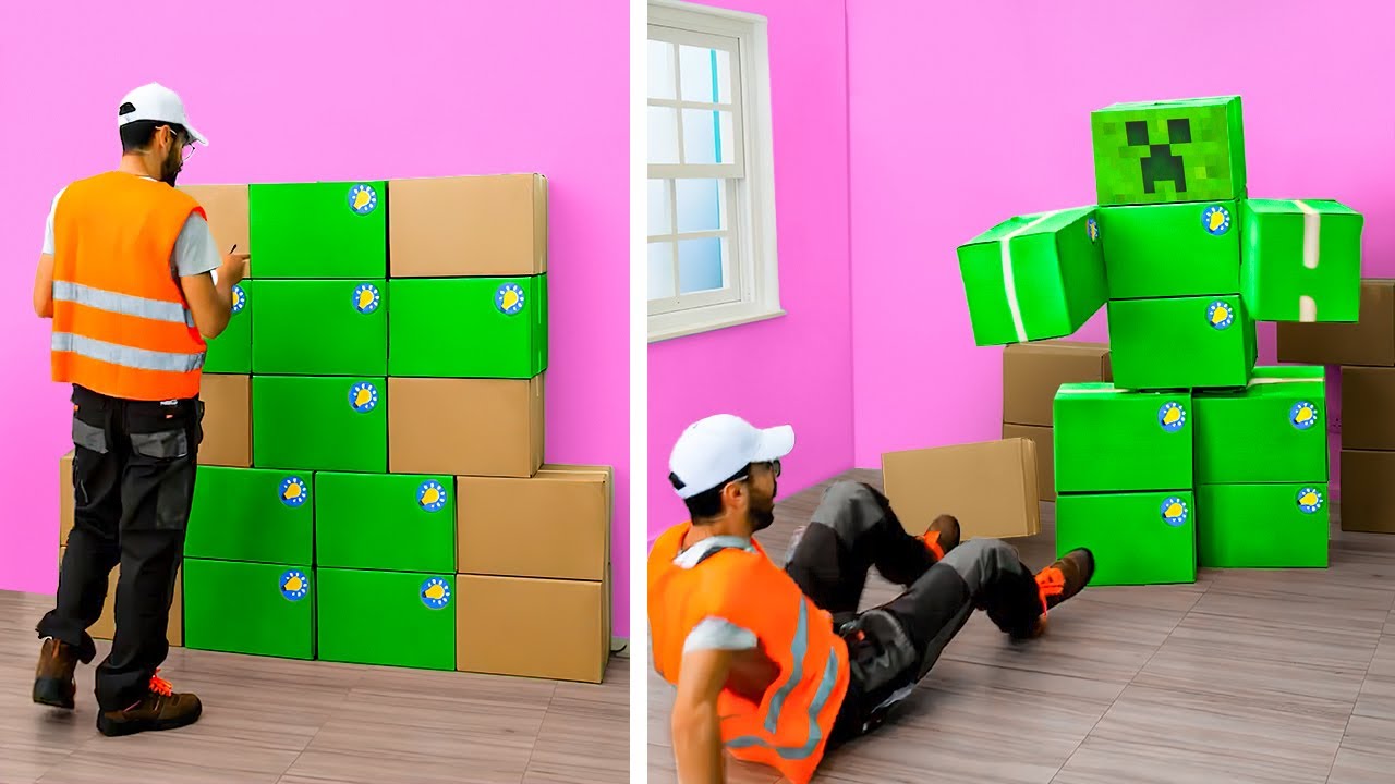 MINECRAFT MAN PRANK 📦👻 || BEST PRANK IDEAS FROM TIK TOK AND FUNNIEST ...