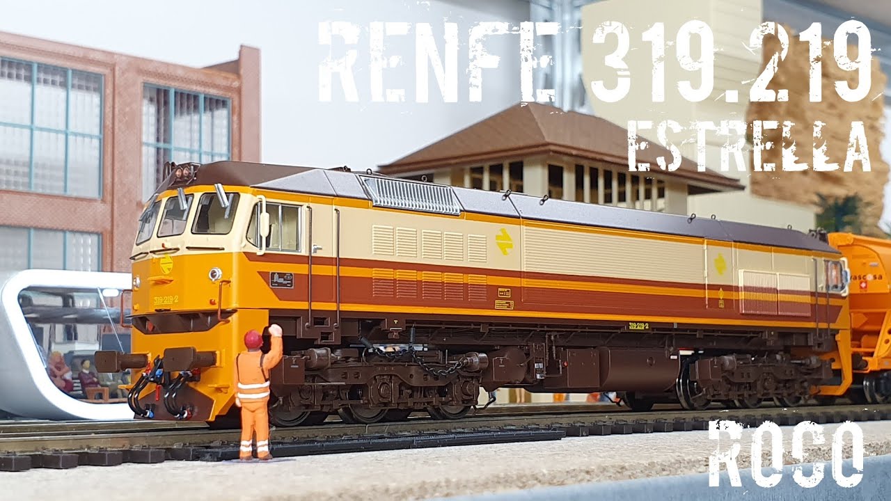 Beautiful Roco Renfe 319.219 Estrella with EMD 567C engine - YouTube