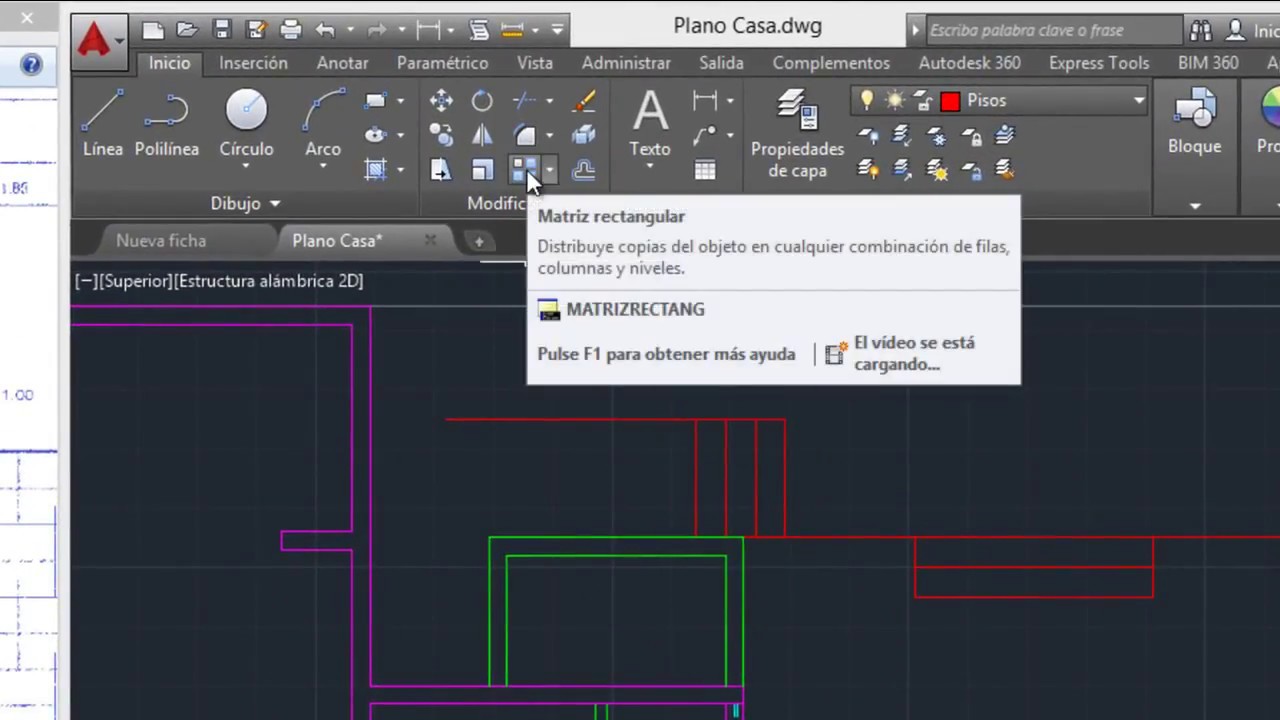 Dibujo de escalera y uso de matriz rectangular para copiar elementos en ...