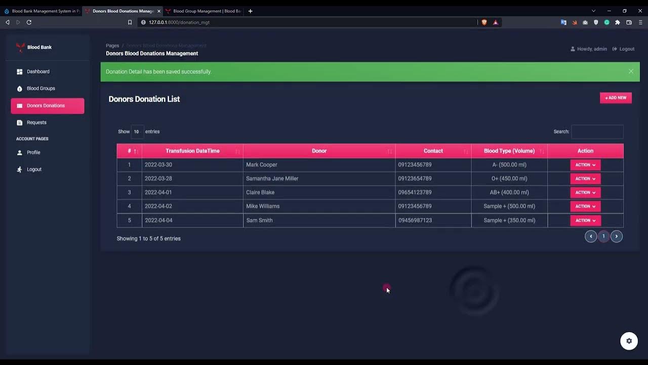 Blood Bank Management System in Python using Django DEMO - YouTube