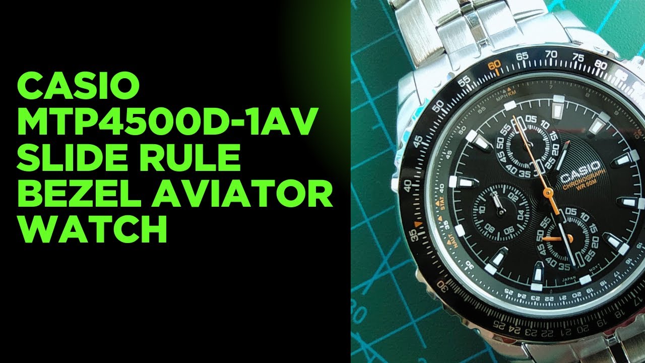 Casio MTP4500D-1AV Slide Rule Bezel Aviator Watch - YouTube