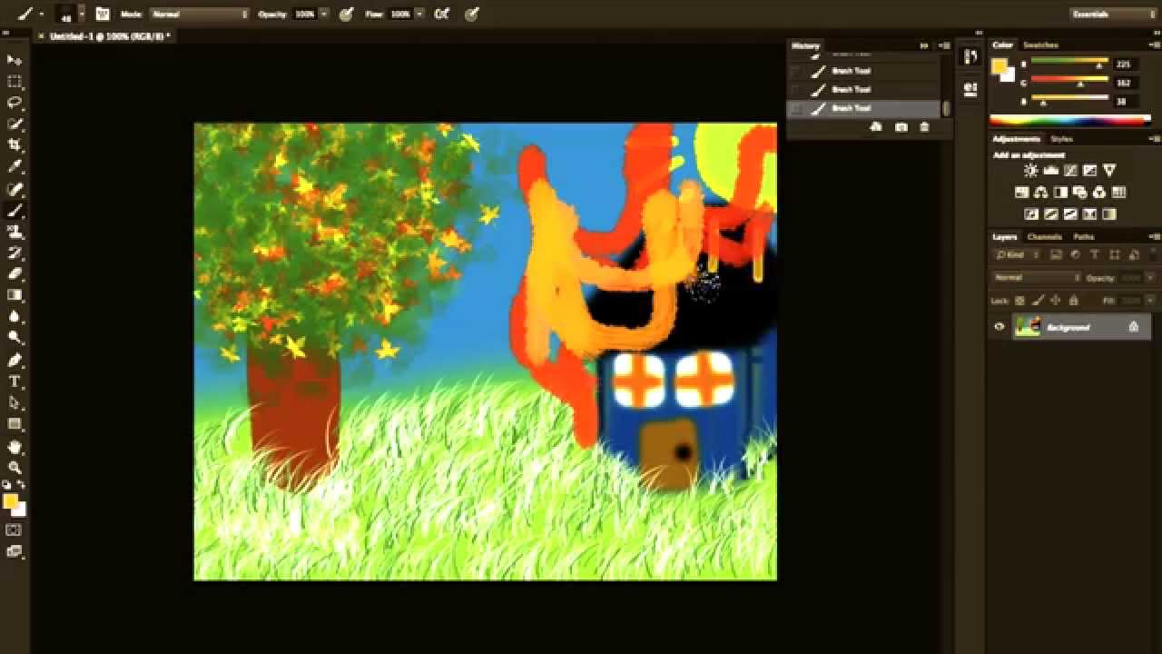 How to draw realistic scenery (photoshop) - YouTube