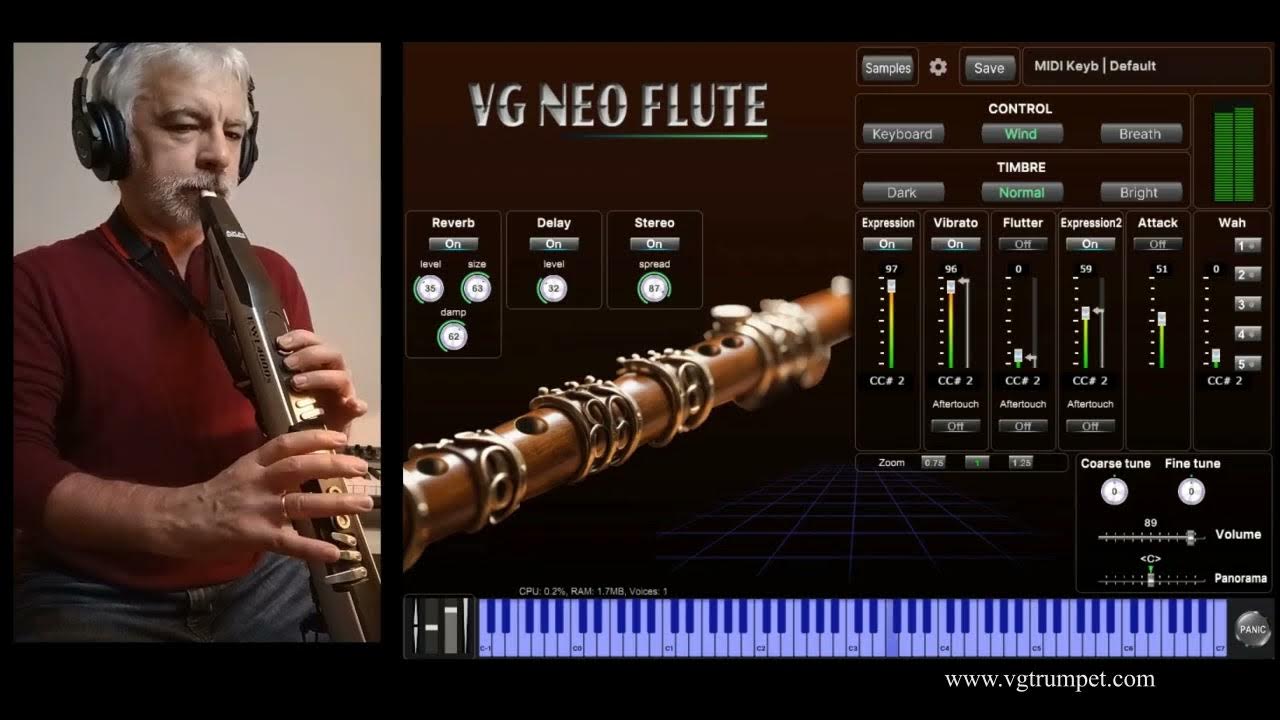VG Neo Flute Virtual Instrument, vst, au plugins and standalone application. AKAI EWI4000s ...
