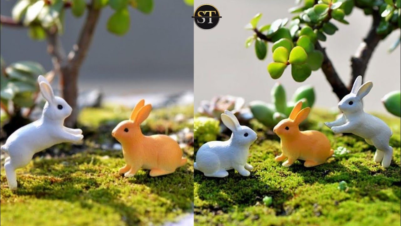 Rabbit with garden craft/Rabbit craft/Wall putty crafts/How to make ...