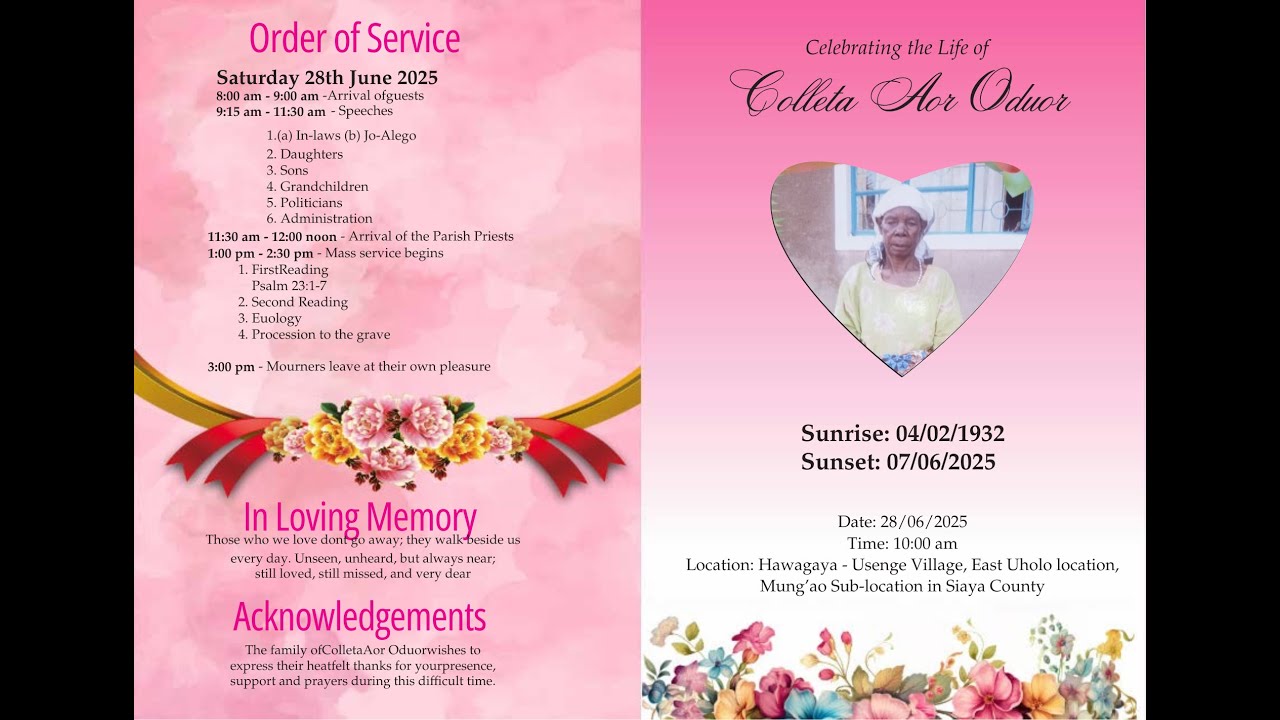 Celebrating the Life of Colleta Aor Oduor Sunrise: 04/02/1932 Sunset ...