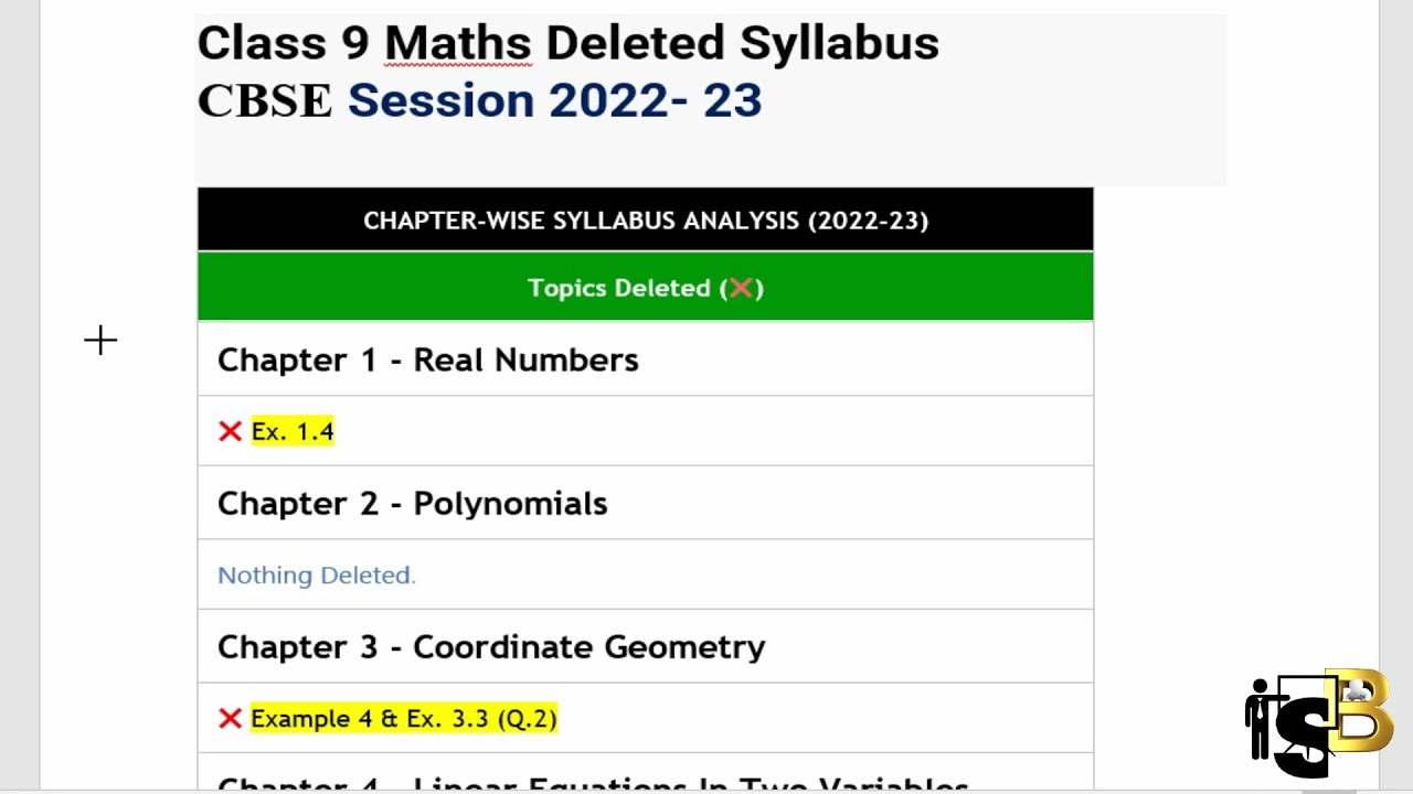 Class 9 Maths Deleted Syllabus 2022 23 Cbse Latest News YouTube class-9-maths-deleted-syllabus-2022-23-cbse-latest-news-youtube