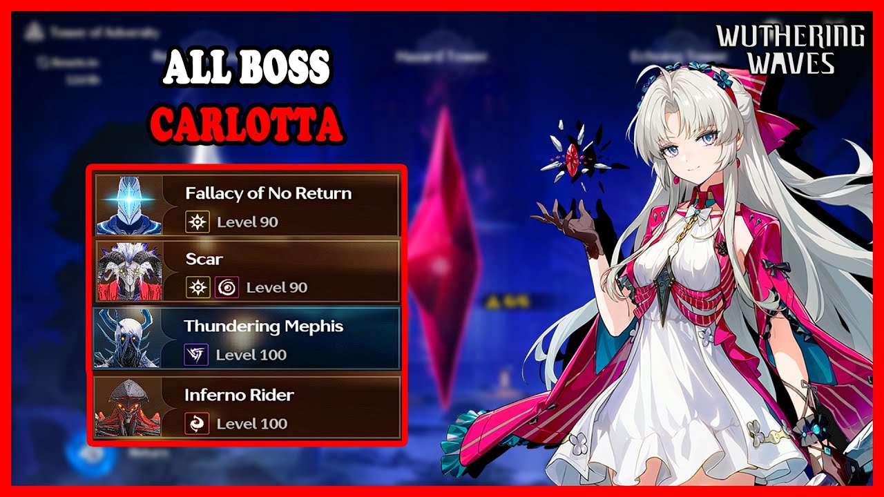 Carlotta vs All Boss Tower of Adversity - Wuthering Waves - YouTube