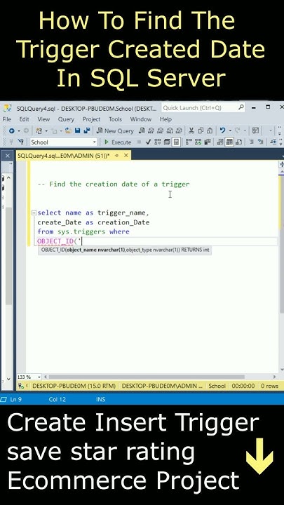 SQL Server tutorials advanced find the created date of a trigger ssms database #triggers - YouTube