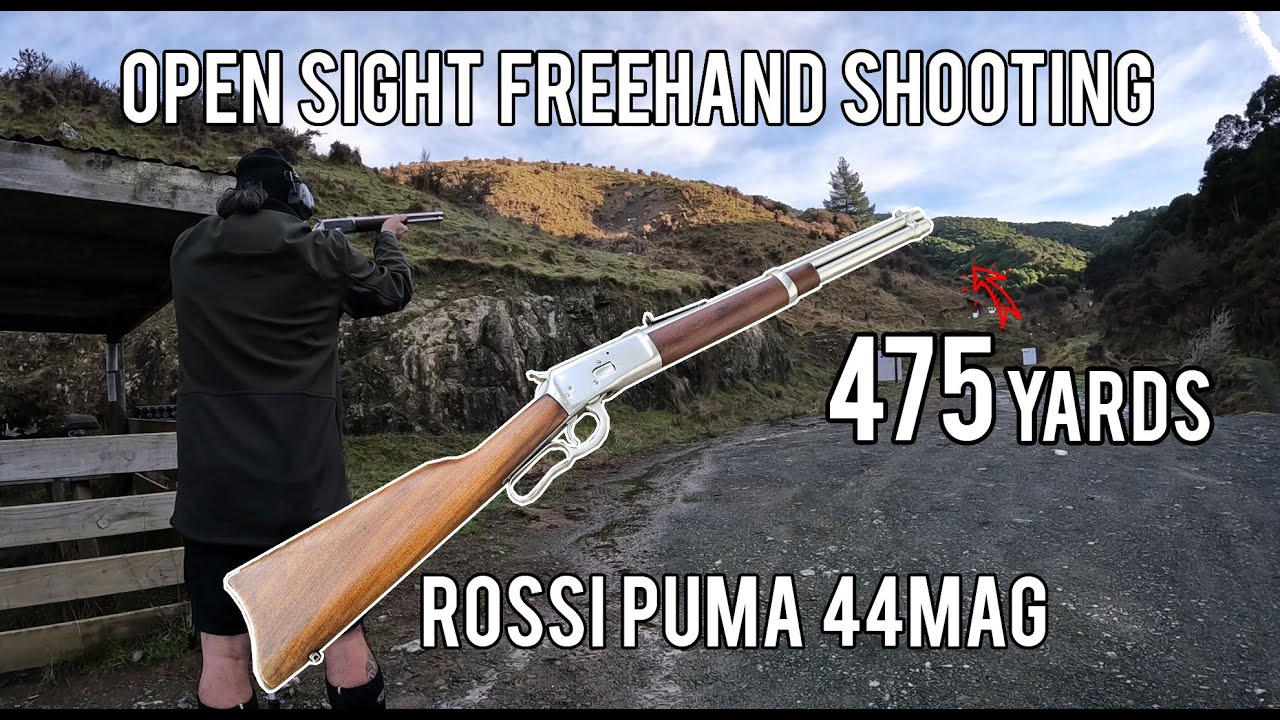Open Sight Freehand Shooting with Rossi 44 Rem Mag at 475 yards - YouTube