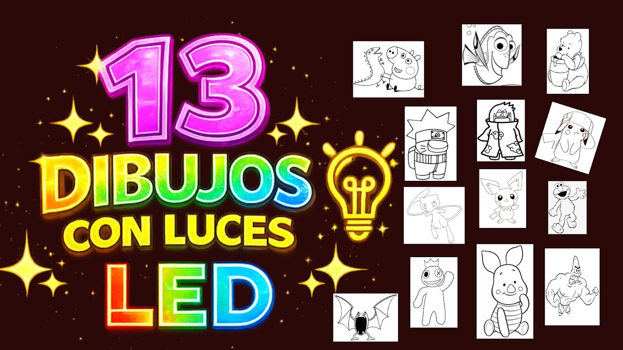 PINTANDO 13 DIBUJOS CON LUCES LED DE COLOR ️ROJO 💚VERDE Y 💙AZUL - YouTube