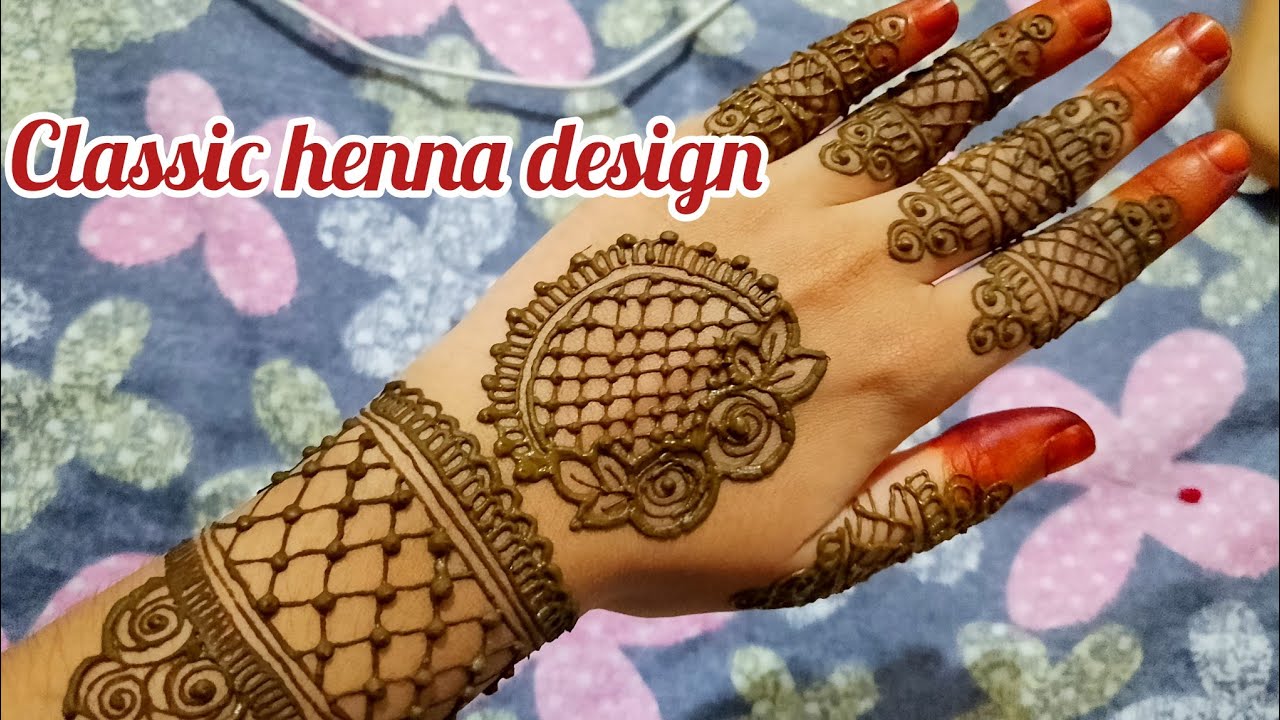 simple and classic henna design for eid | beautiful henna design. - YouTube