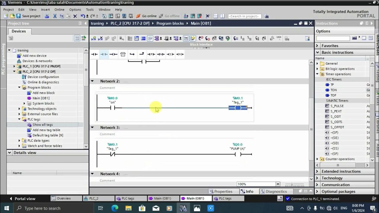 How to write ladder plc program in TIA Portal V16 - YouTube