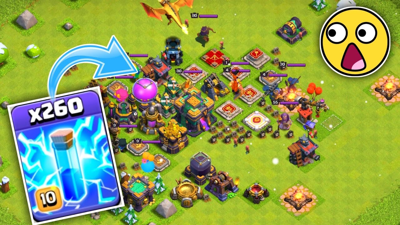Only Lightning Spell was used to destroy this base! 😱 | Clash of Clans ...