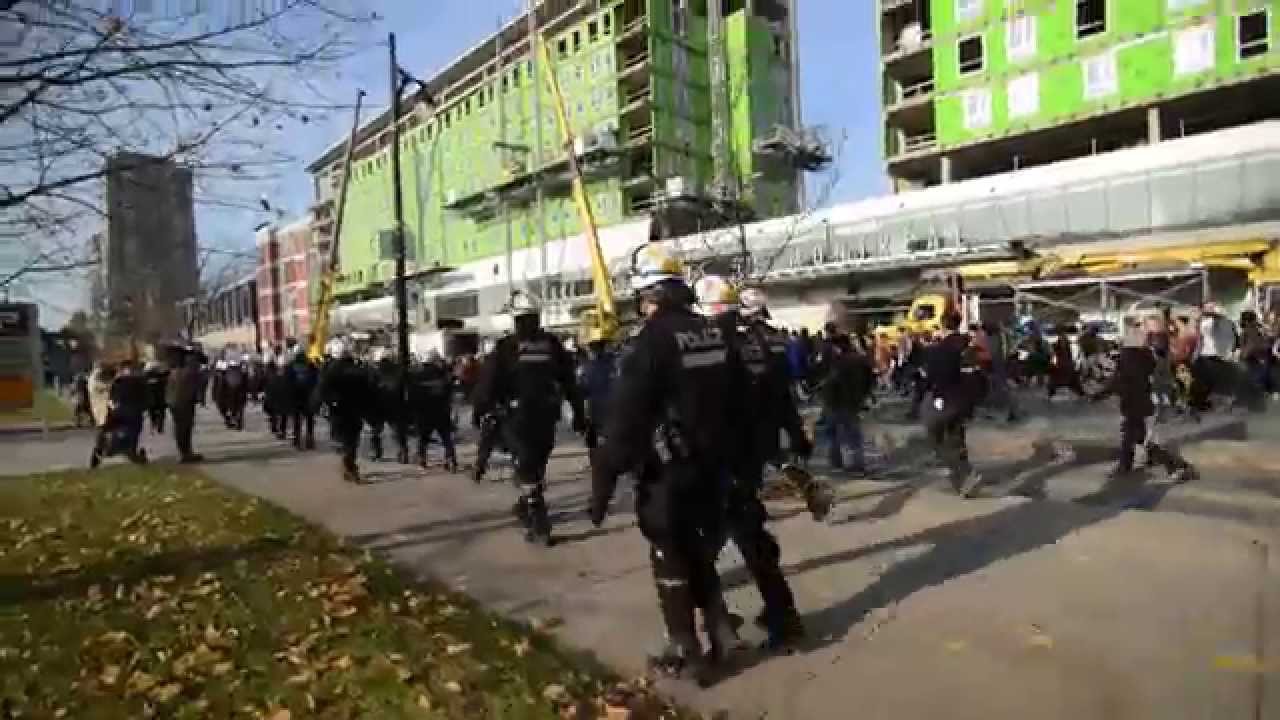 SPVM Riot Cops Escort Anti-Austerity Protesters Up Berri 9699 - YouTube