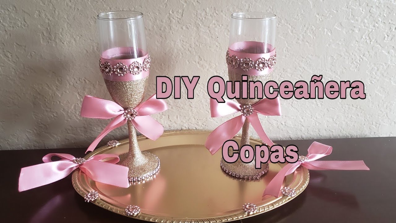 DIY Quinceañera Copas/ Decorating Wedding Flutes - YouTube