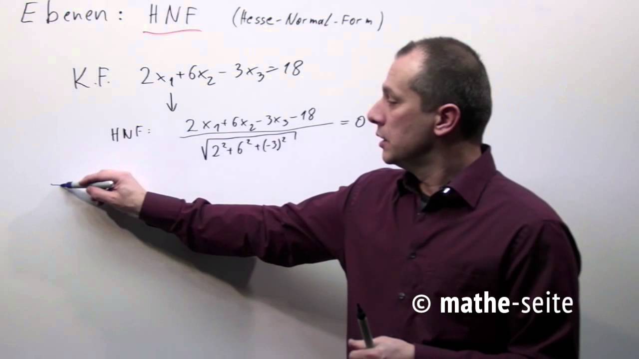 Ebenenformen: HNF / Hesse-Normal-Form | V.01.04 - YouTube