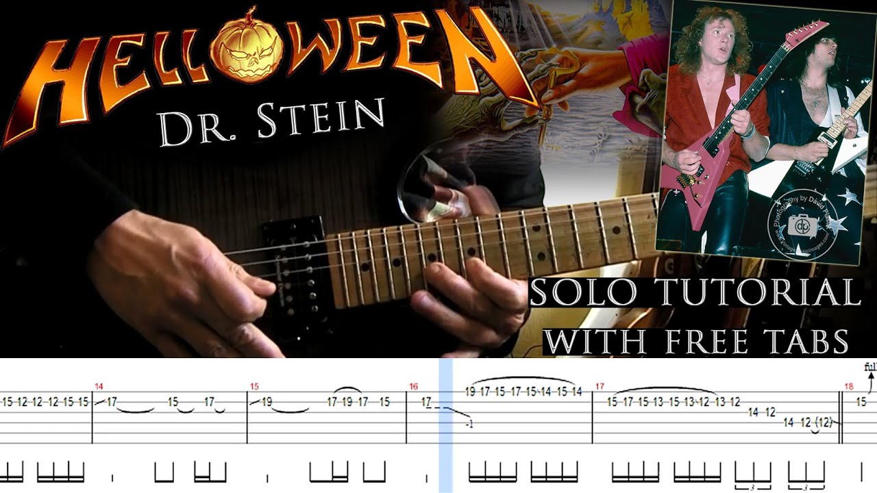 Helloween - Dr. Stein guitar solos lesson (with tablatures and backing ...