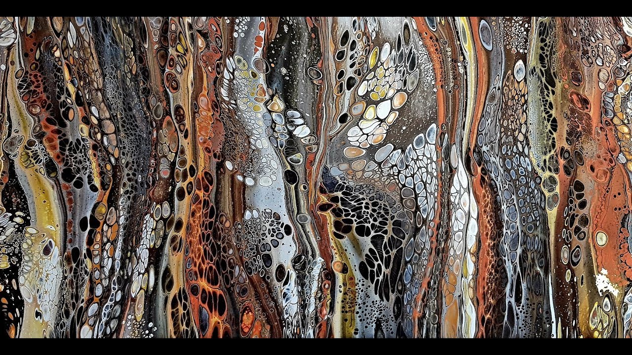 #245 Gorgeous Cells Using Metallic Paints On Big Canvas - YouTube