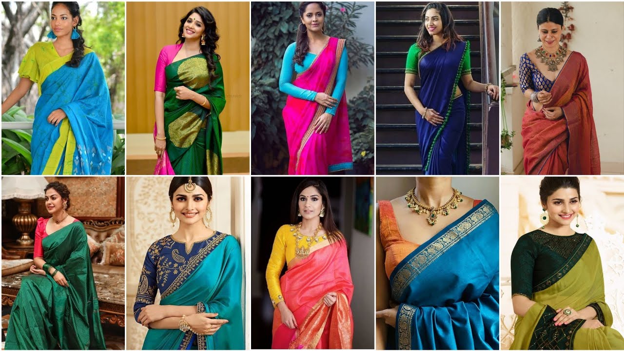 saree blouse colour combination ideas |trendy saree blouse colour |new ...