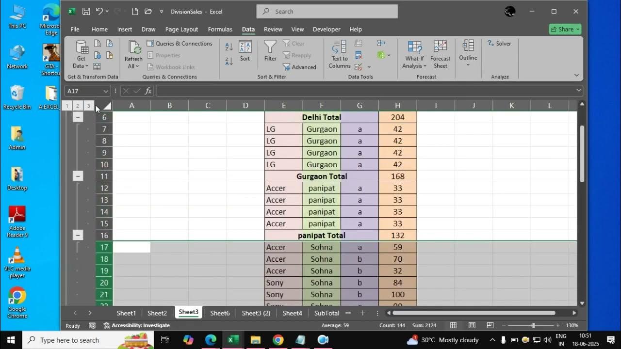 class 2 - Advanced Excel Tutorial : grouping, subtotal, and data validation in Excel: - YouTube