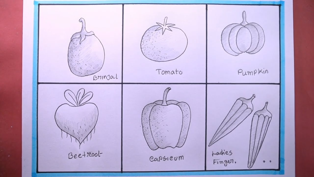 Drawing Vegetables Made EASY in 3 Minutes!/How To Draw 6 Vegetables ...