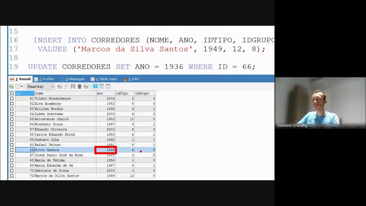 Comandos SQL para inserção, alteração de exclusão - MySQL - YouTube