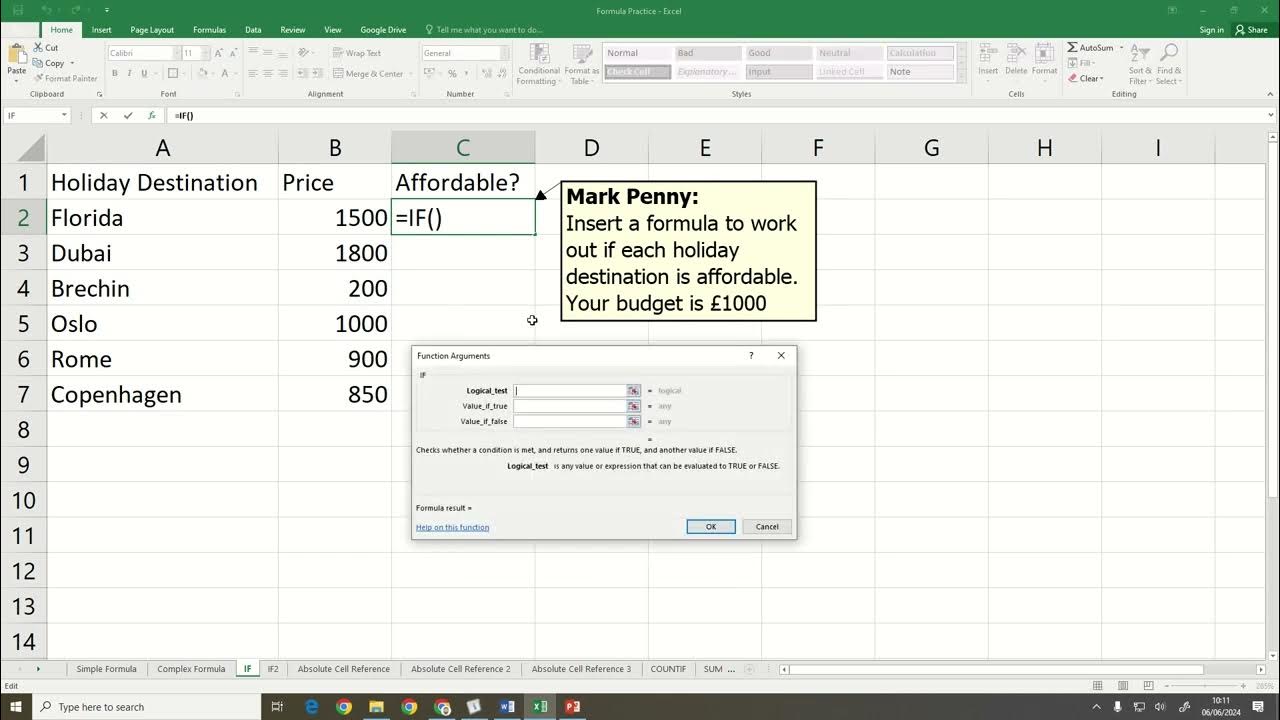 Simple IF Statement - MS Excel - YouTube