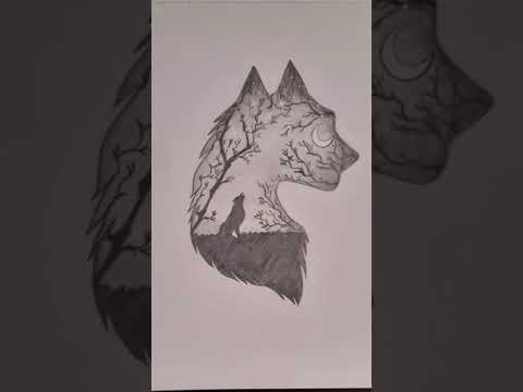How to draw scenery of moonlight wolf - YouTube