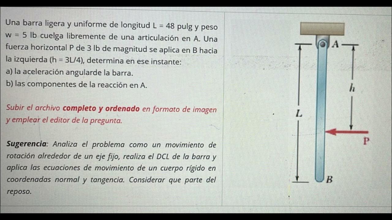Una Barra Ligera Y Uniforme De Longitud L 48 Pulg Y Peso W 5 Lb una-barra-ligera-y-uniforme-de-longitud-l-48-pulg-y-peso-w-5-lb