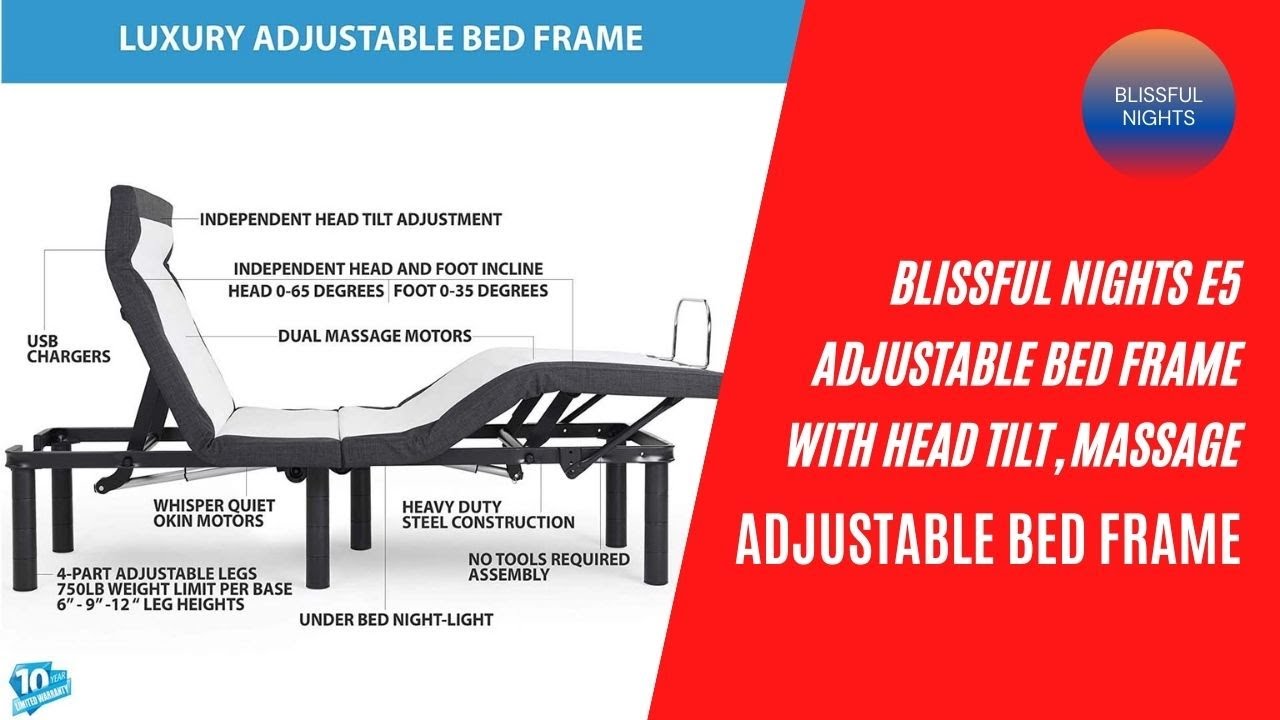 Best adjustable beds | Blissful Nights e5 Adjustable Bed Frame with Head Tilt | Massage - YouTube