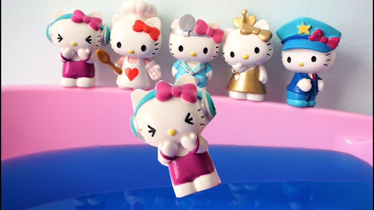 Five Kitty swimming on Pool, Jumping on the water Bed, Learn Nursery ...