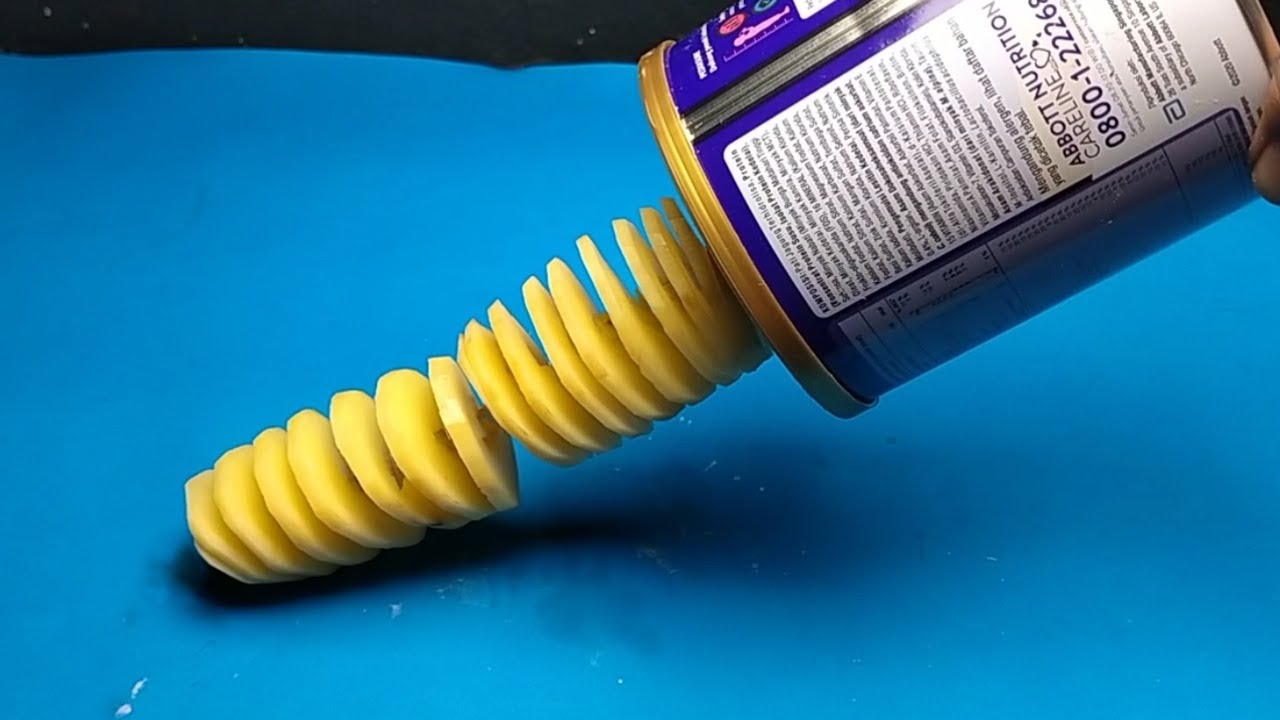 Cara membuat pemotong kentang spiral dari kaleng bekas hasilnya mantap ...