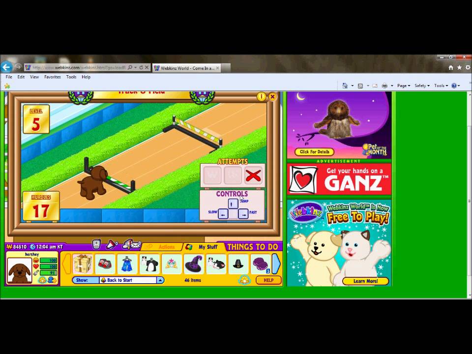 Unlocking the Flip, Hop, and Roll on Webkinz. - YouTube