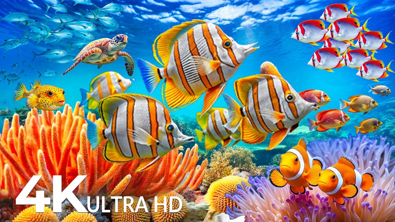 AQUARIUM 4K (ULTRA HD) 🐟 Rare & Colorful Sea Life Video 🐠Peaceful ...