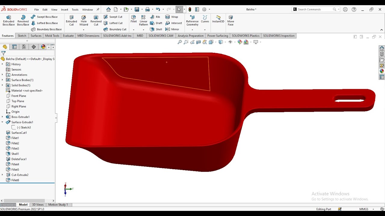 Dust pan solidworks 3D || Dust pan for beginners exercise - YouTube