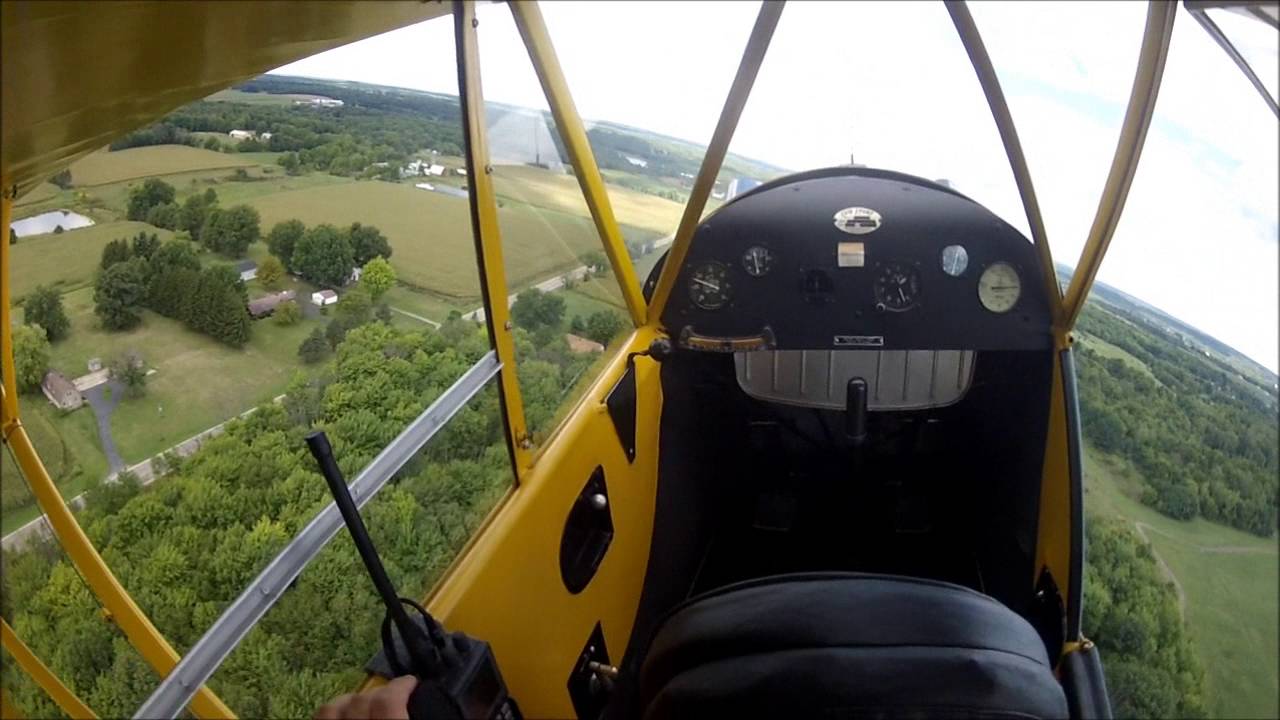 Takeoffs and landings in a 1940 Piper J3 Cub - YouTube