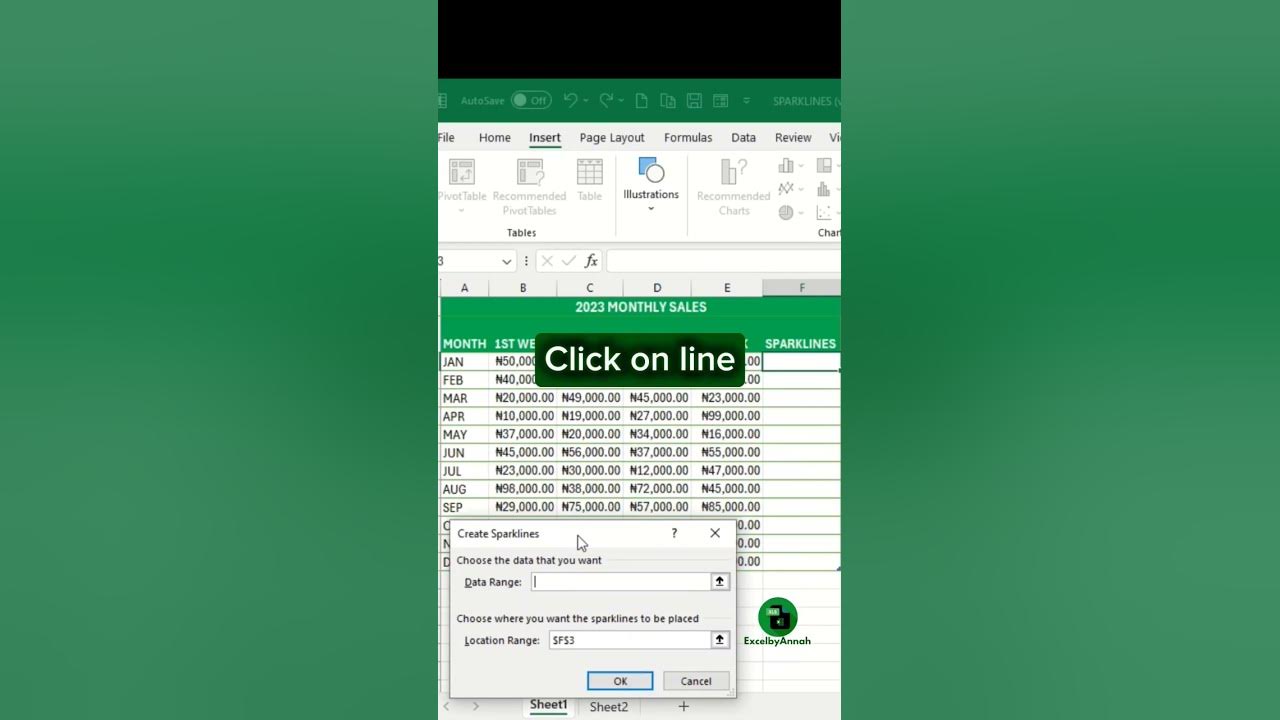 👉sparklines In Msexcel Excelbyannah Exceltips Excelhacks Microsoftexcel Exceldataanalytics