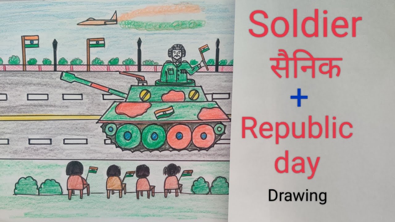 Soldier drawing, community helper drawing for EVS,Republic day parade ...