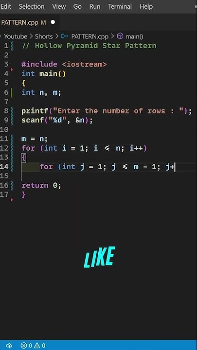 PATTERN-57||Hollow Pyramid pattern in C++ programming🔺📘📕 #shorts - YouTube